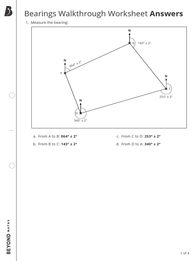 Bearings Walkthrough Worksheet - Answers | PDF