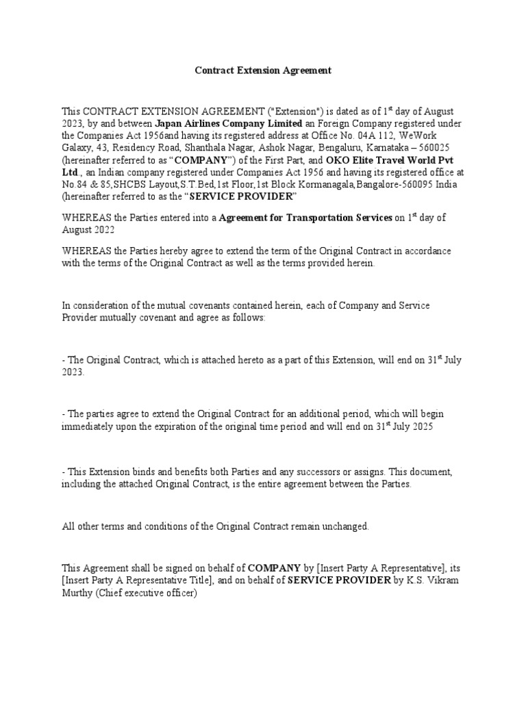 Contract Extension Agreement | PDF