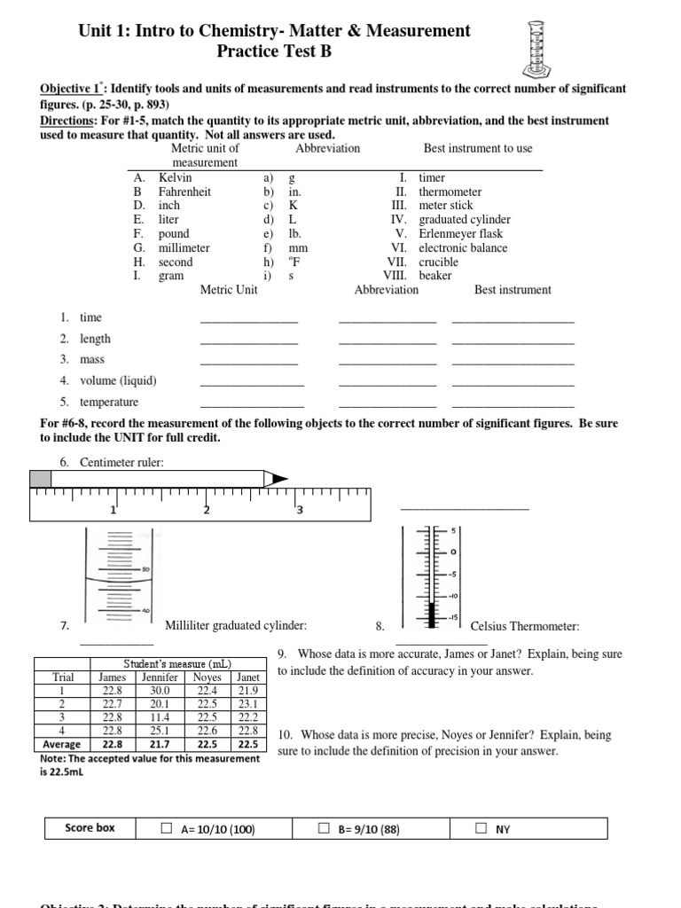 Unit 1 Practice Test B Spring 2010 | PDF | Chemical Compounds | Mixture