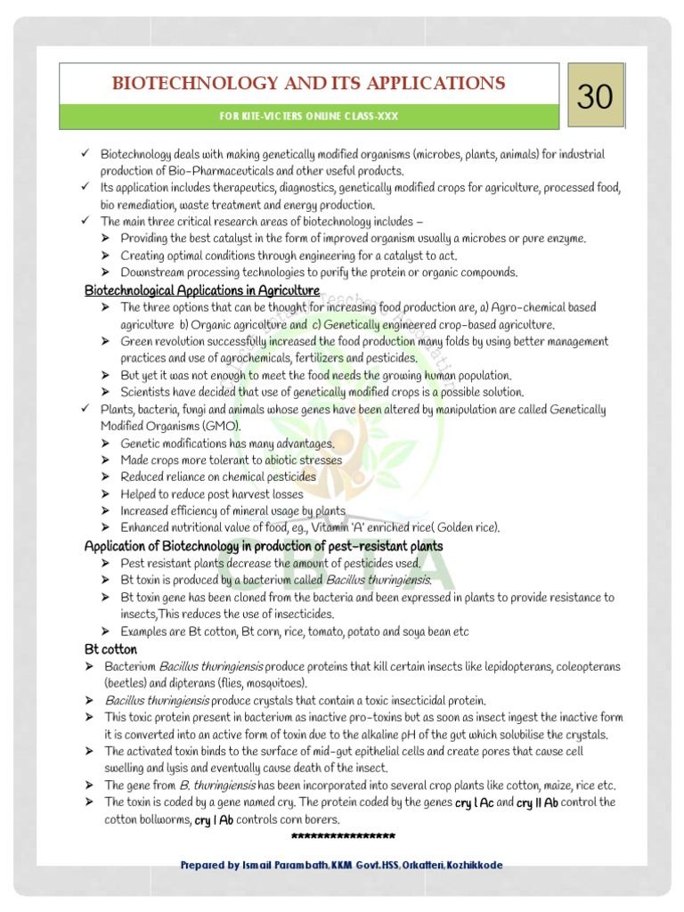 Biotechnology Applications in Agriculture & Medicine | PDF ...