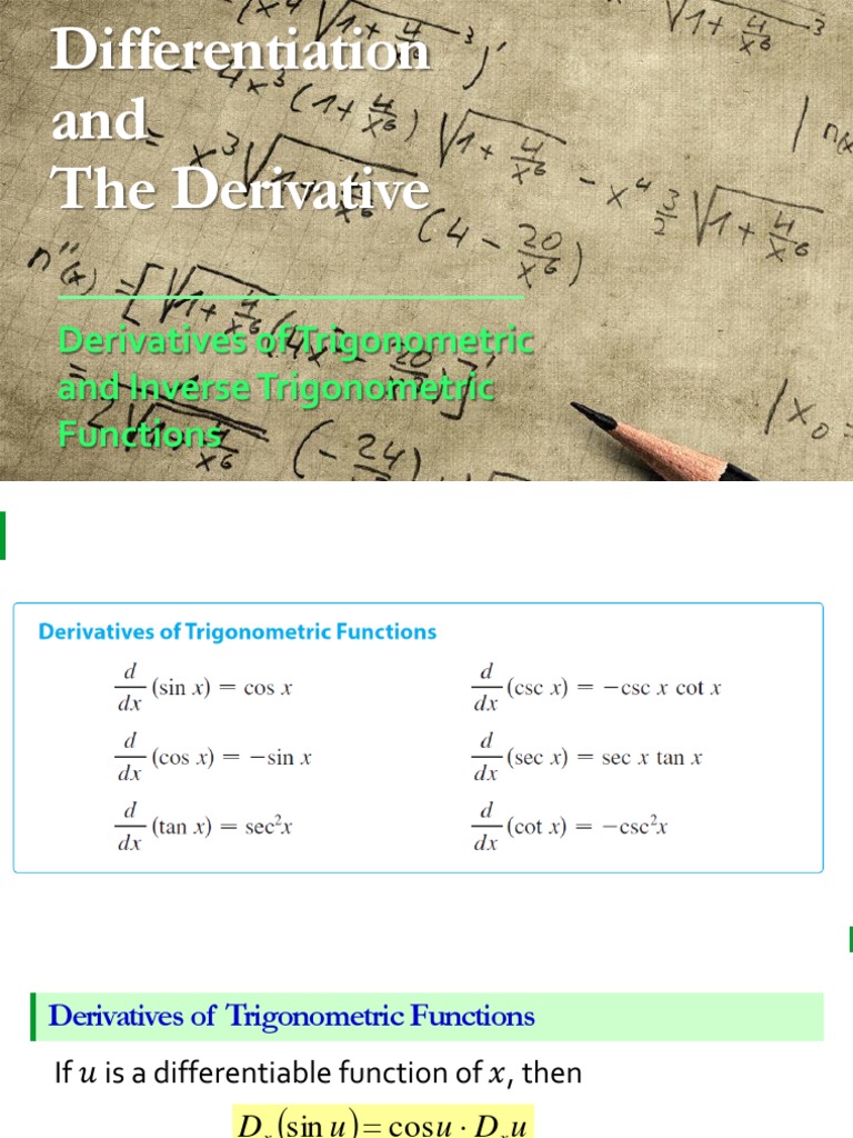 m51 3.1 The Derivative (Trigo & Inverse Trigo) | PDF | Trigonometry ...