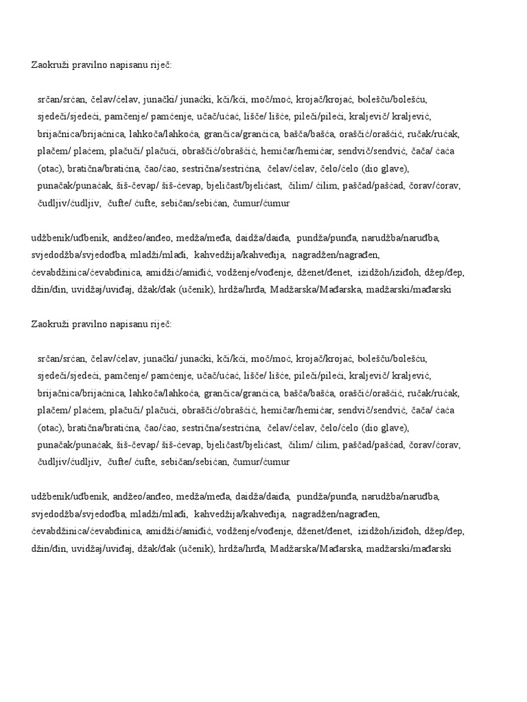 Pravopis - Vježba | PDF