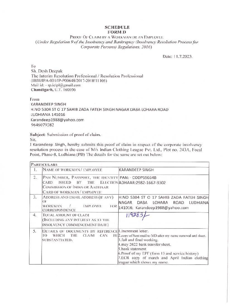 filled form d and statement - Copy | PDF