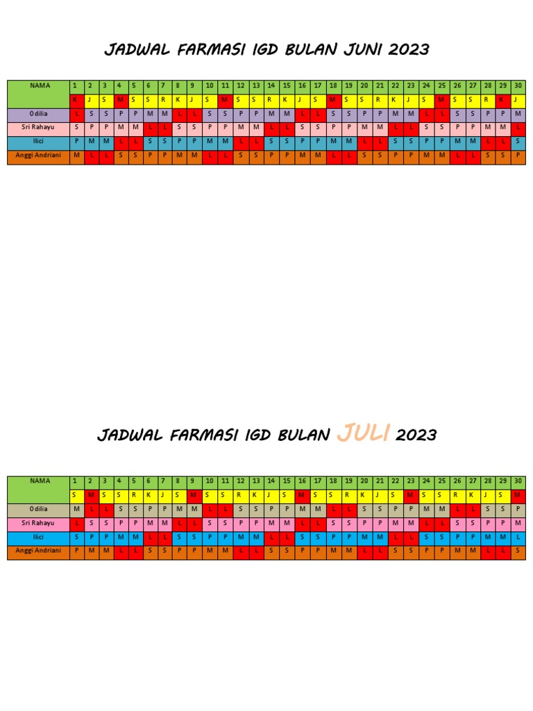 Jadwal Farmasi Igd Juni | PDF