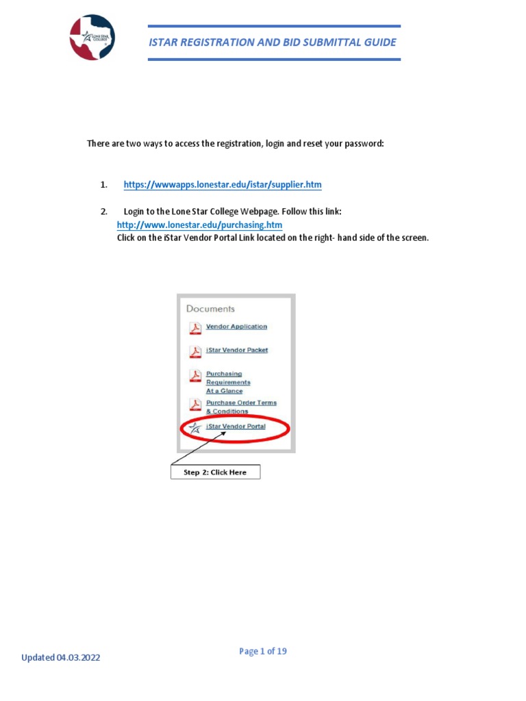 Istar Registration and Bid Submittal Guide 2019 | PDF