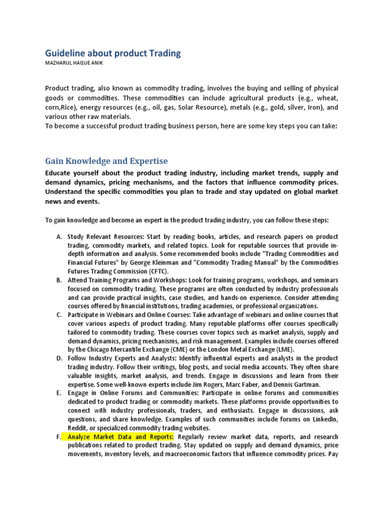 Product Trading Guide: Steps to Success | PDF | Financial Risk | Risk ...
