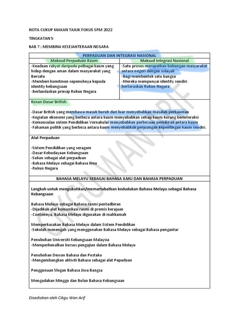 T5 B7 - Nota Sejarah Fokus SPM 2022 | PDF