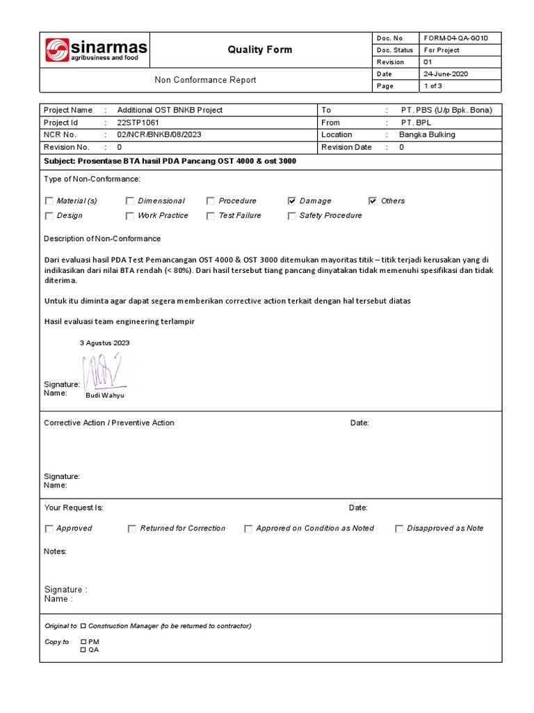 NC-02 BNKB - Prosentase BTA Hasil PDA Pancang OST 4000 & 3000, Signed ...