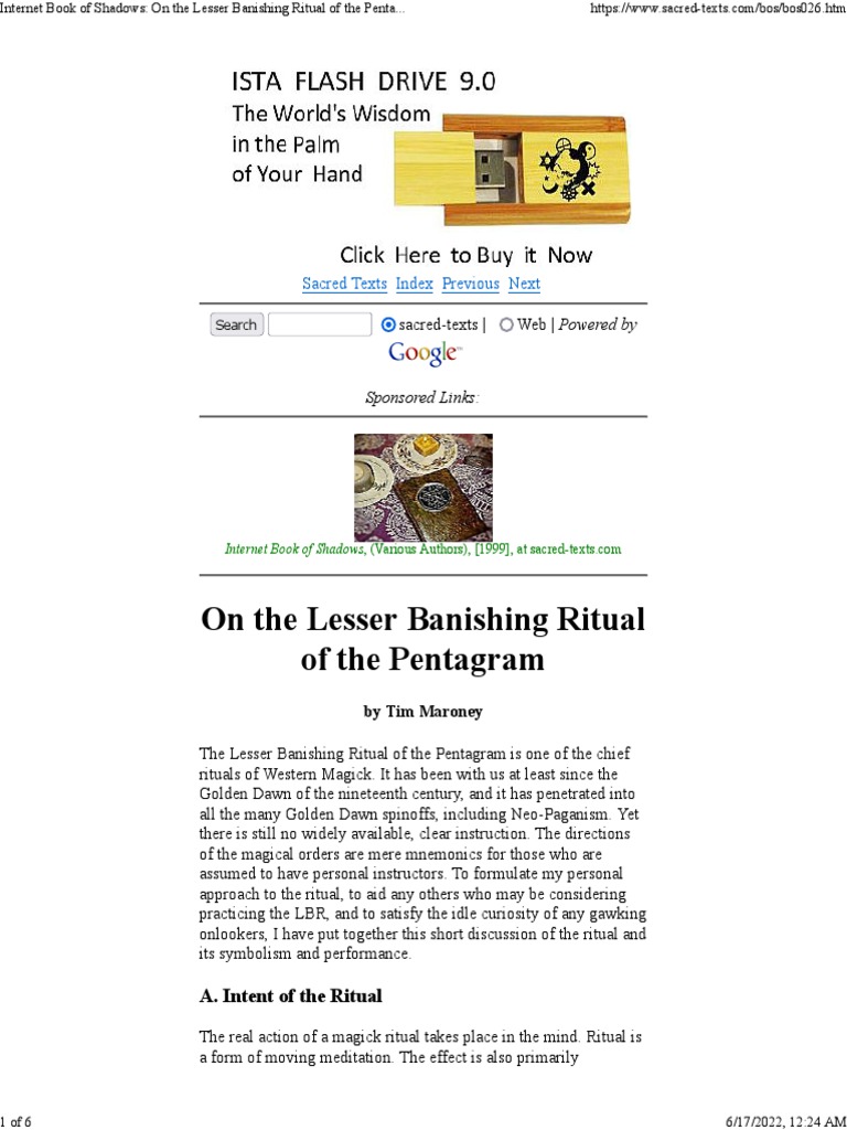 Book of Shadows On The Lesser Banishing Ritual of The Pentagram (Tim ...