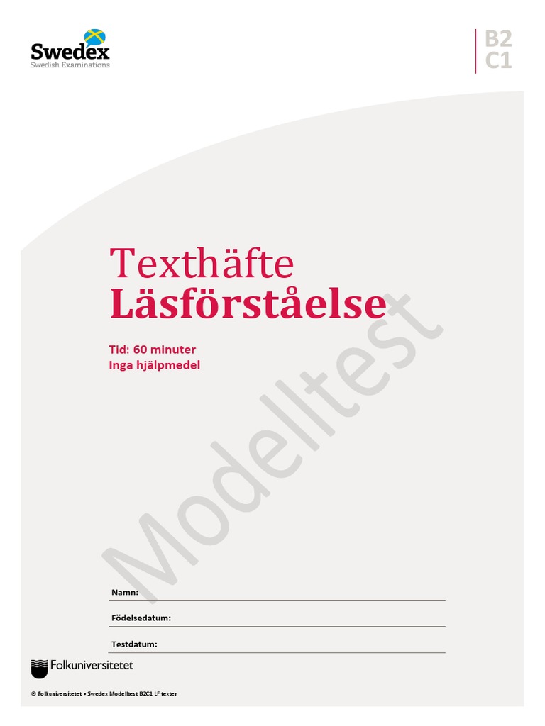 Modelltest b2c1 LF Texter | PDF