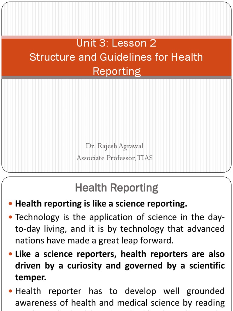 HC-Unit 3-2-Structure and Guidelines For Health Reporting | PDF