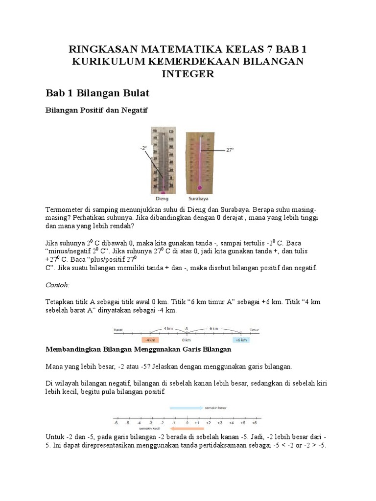 Ringkasan Bilangan Integer | PDF | Pengelolaan Keuangan & Uang | Metode & Bahan Ajar