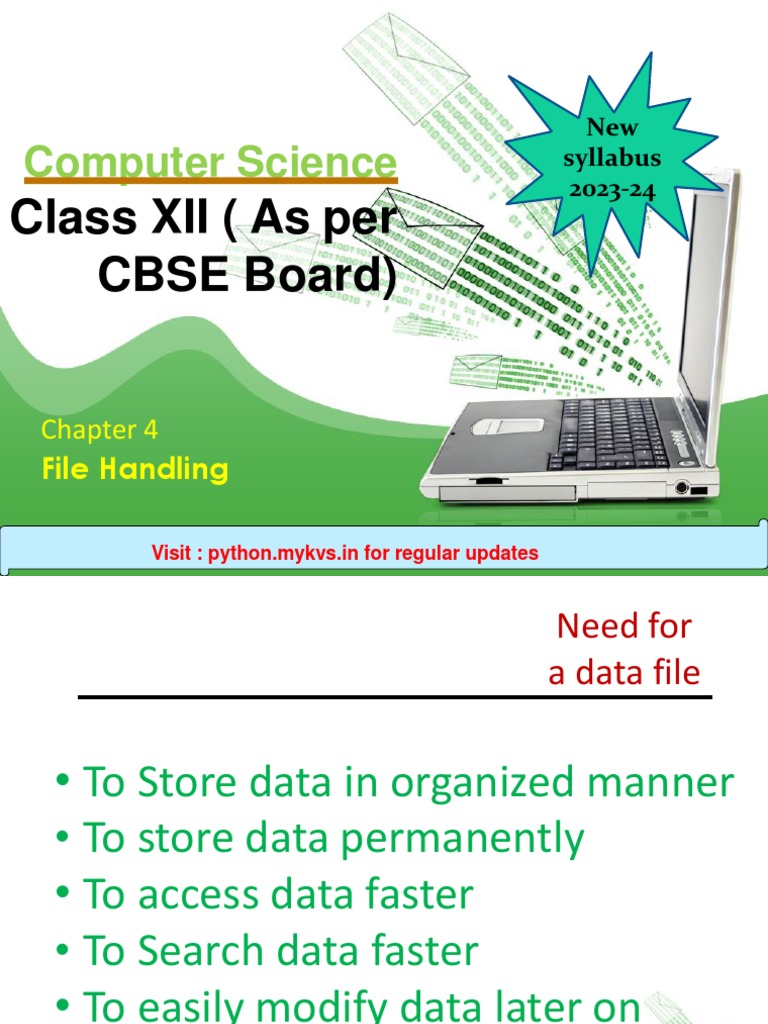 Cbse Class 12 Computer Science File Handling4 Pdf Comma Separated Values Computer File