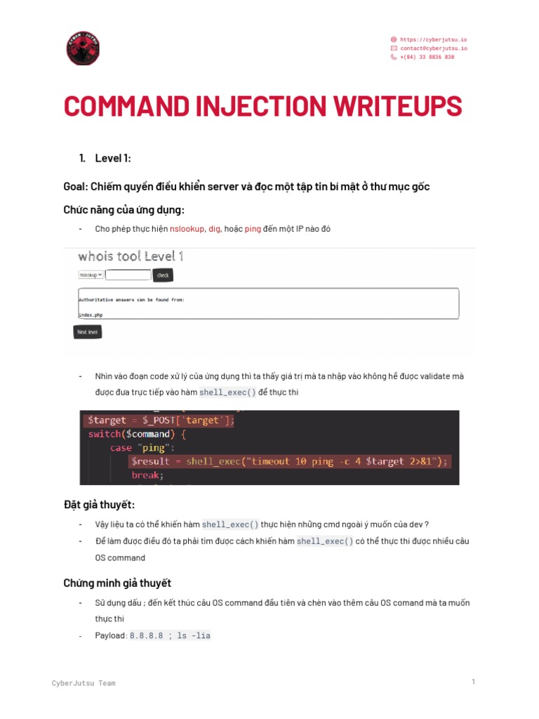 Writeups Command Injection 1-7 | PDF