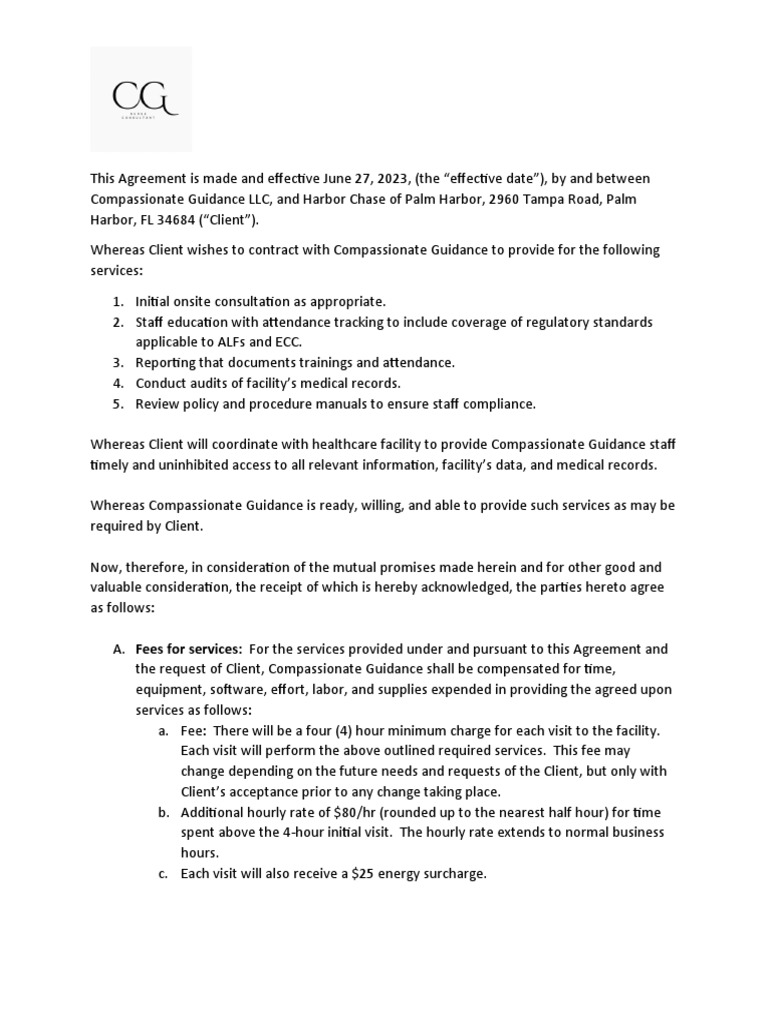 Compassionate Guidance-Harbor Chase Contract | PDF | Health Insurance ...