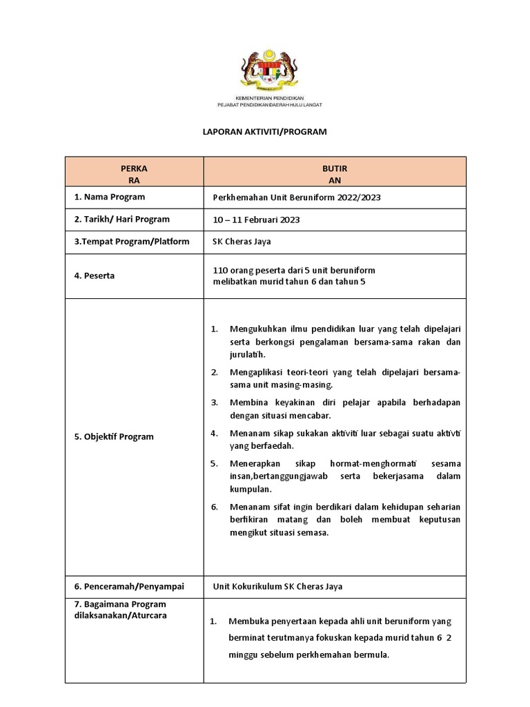 LAPORAN PERKHEMAHAN | PDF