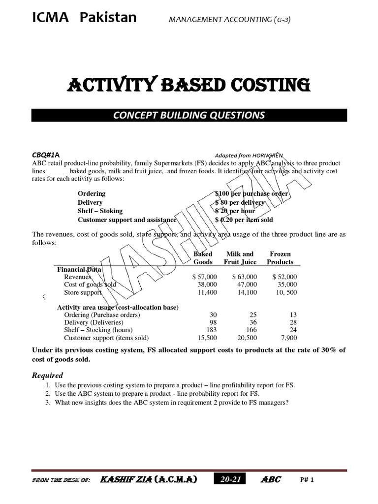 Activity Based Costing | PDF