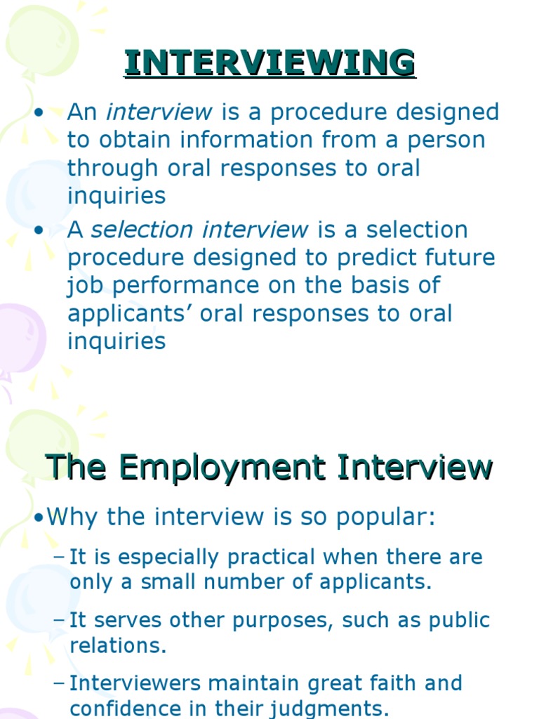Chapter - 7 Interviewing Candidates | PDF | Interview | Performance ...