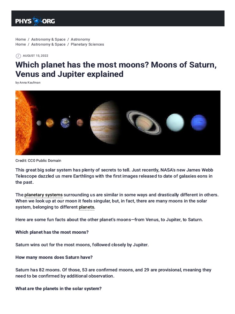 Which Planet Has The Most Moons - Moons of Saturn, Venus and Jupiter ...