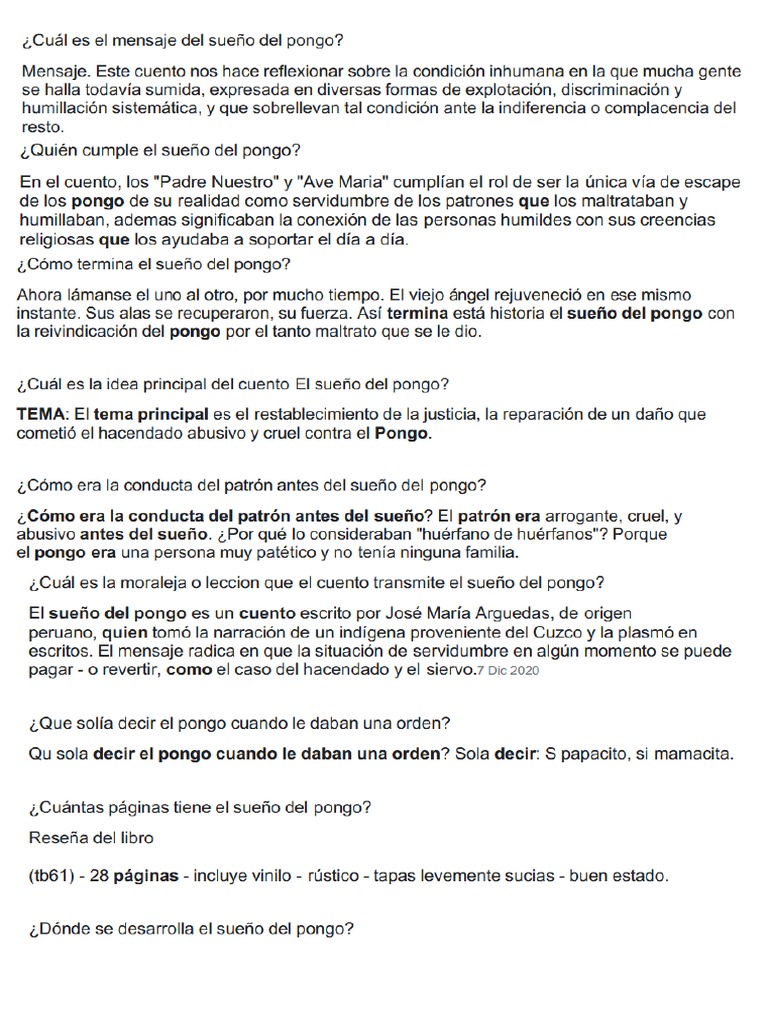 el sueño del pongo | PDF