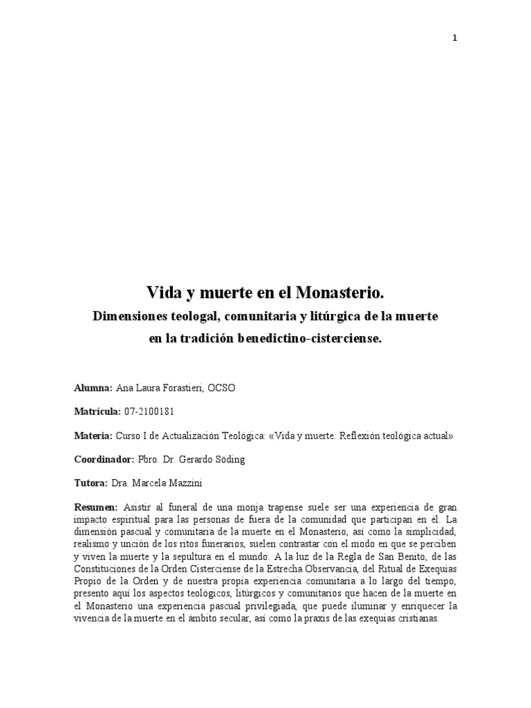 Forastieri-Vida y Muerte | PDF | Monasterio | Cuidados paliativos