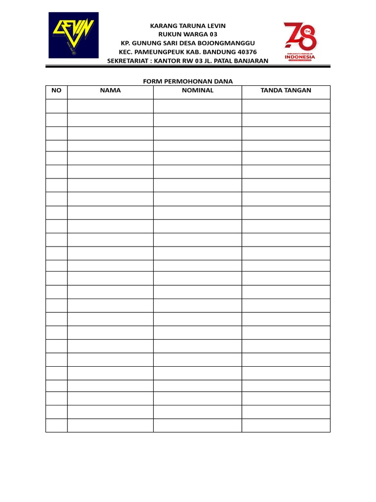 Form Permohonan Dana | PDF