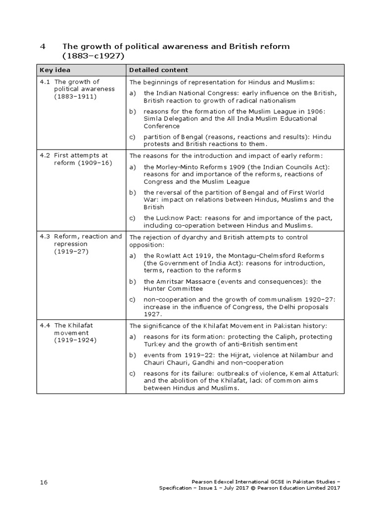International-Gcse-Pakistan Studies Specification | PDF | British Raj ...