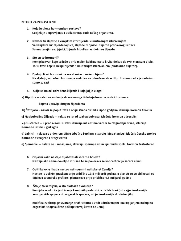 Bio-Ponavljanje Za 4. Pisanu Provjeru | PDF