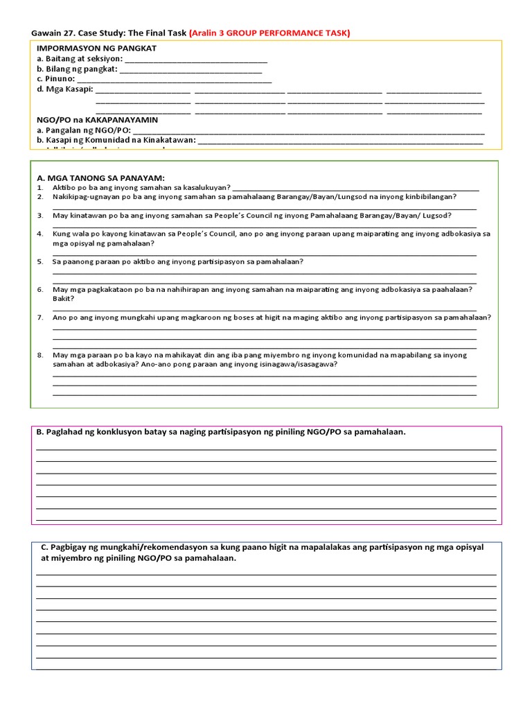 Gawain 27 Case Study Group Performance Task | PDF