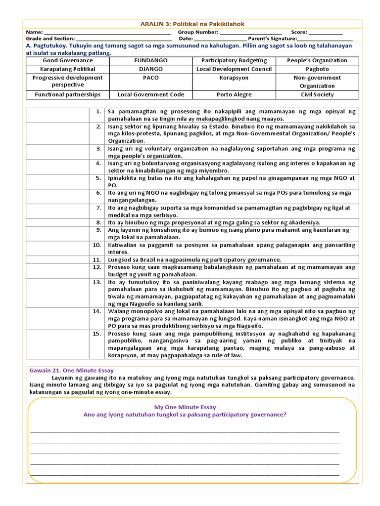 Aralin 3 Individual Activity Sheet | PDF | Business