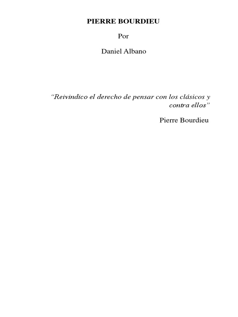 PIERRE BOURDIEU - Daniel Albano | PDF