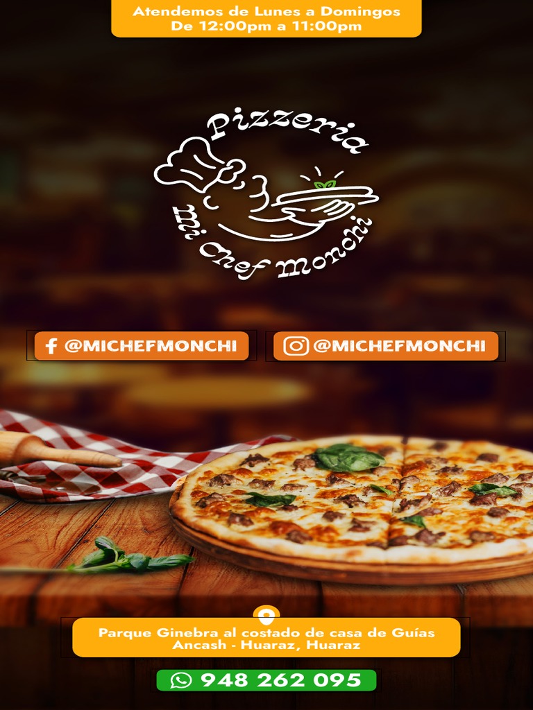CARTA DIGITAL - Mi Chef Monchi - Pizzeria | PDF | Pizza | Salsa de tomate