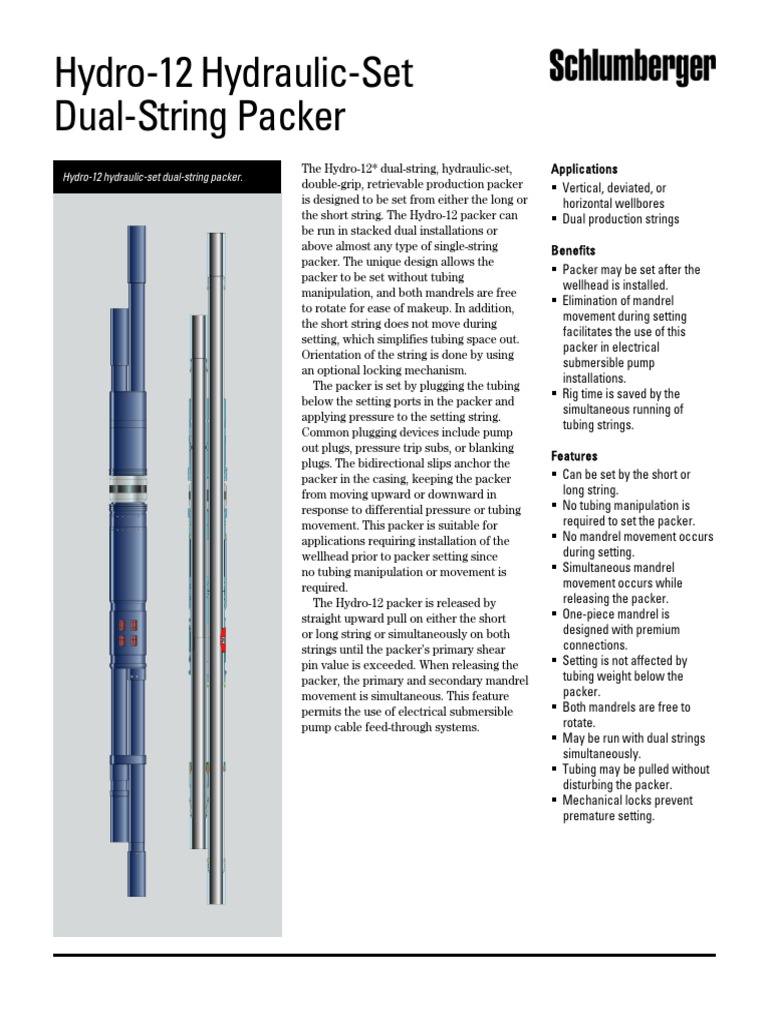 Prod. Packer Hydro-12 | PDF | Casing (Borehole) | Mechanical Engineering