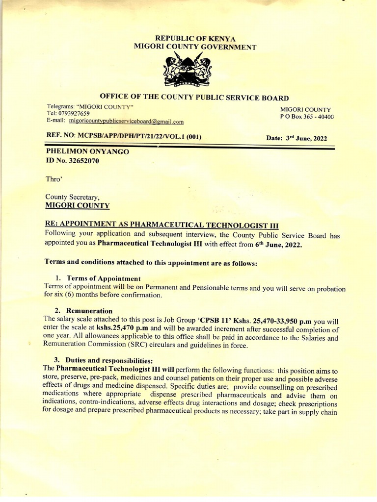 Appointment Letter | PDF