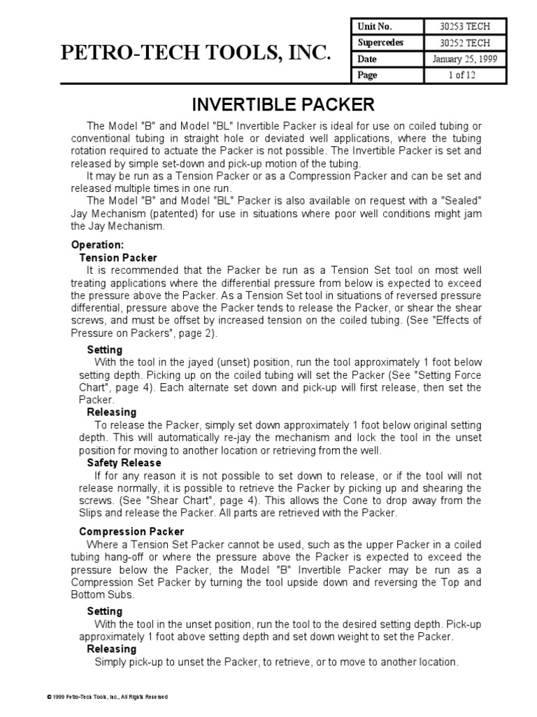 TT Invertible Packer | PDF | Pressure | Pipe (Fluid Conveyance)