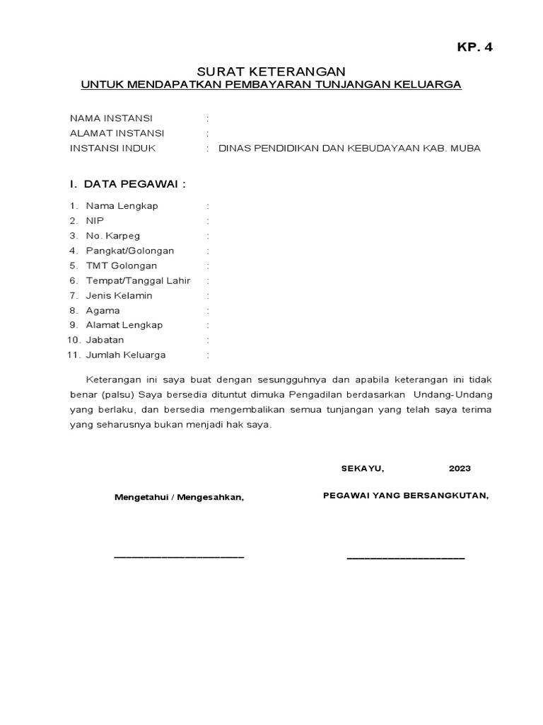 Blanko KP-4 - Sekolah | PDF