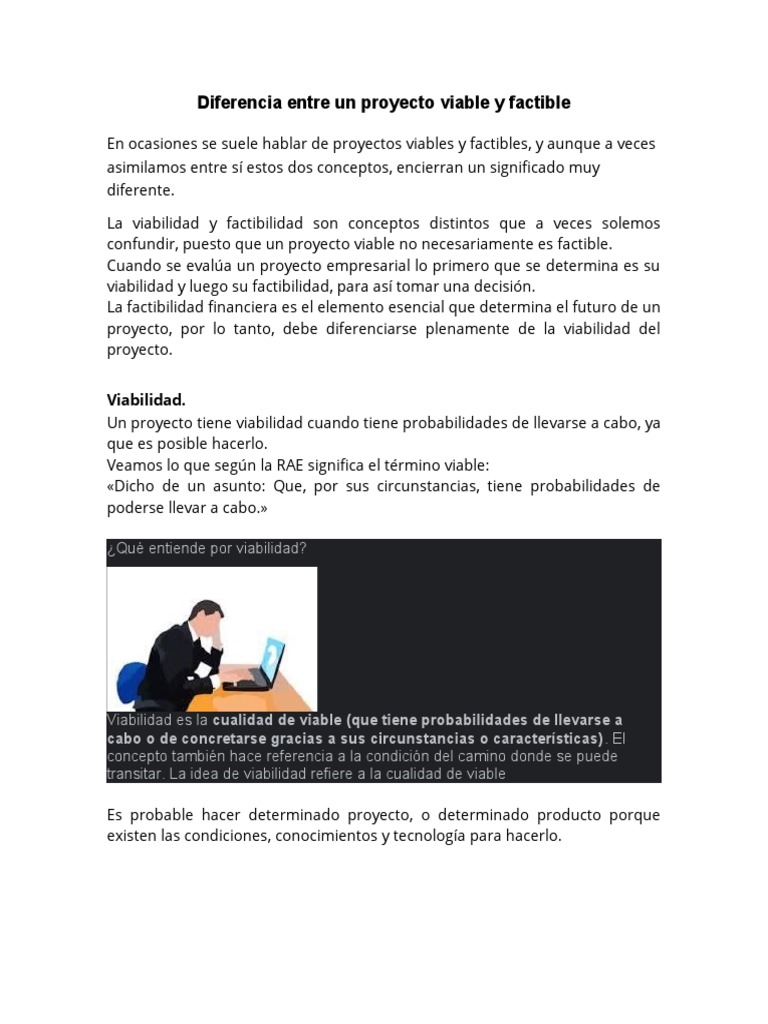 Diferencia Entre Un Proyecto Viable y Factible | PDF