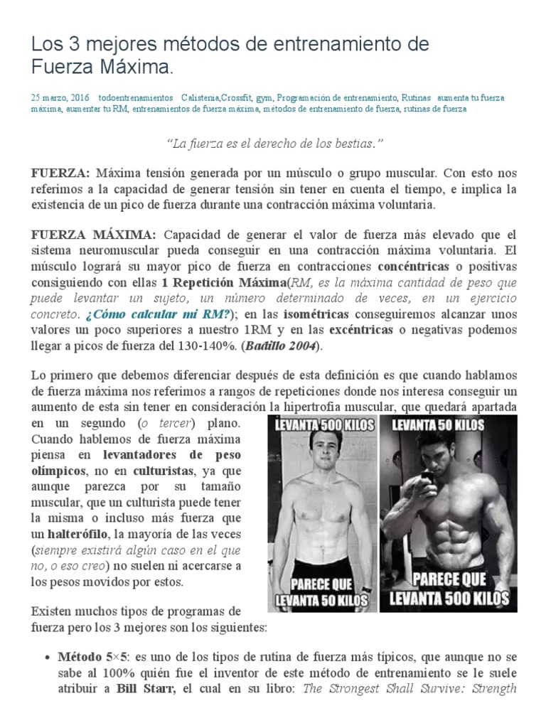 Los 3 Mejores Métodos de Entrenamiento de Fuerza Máxima | PDF