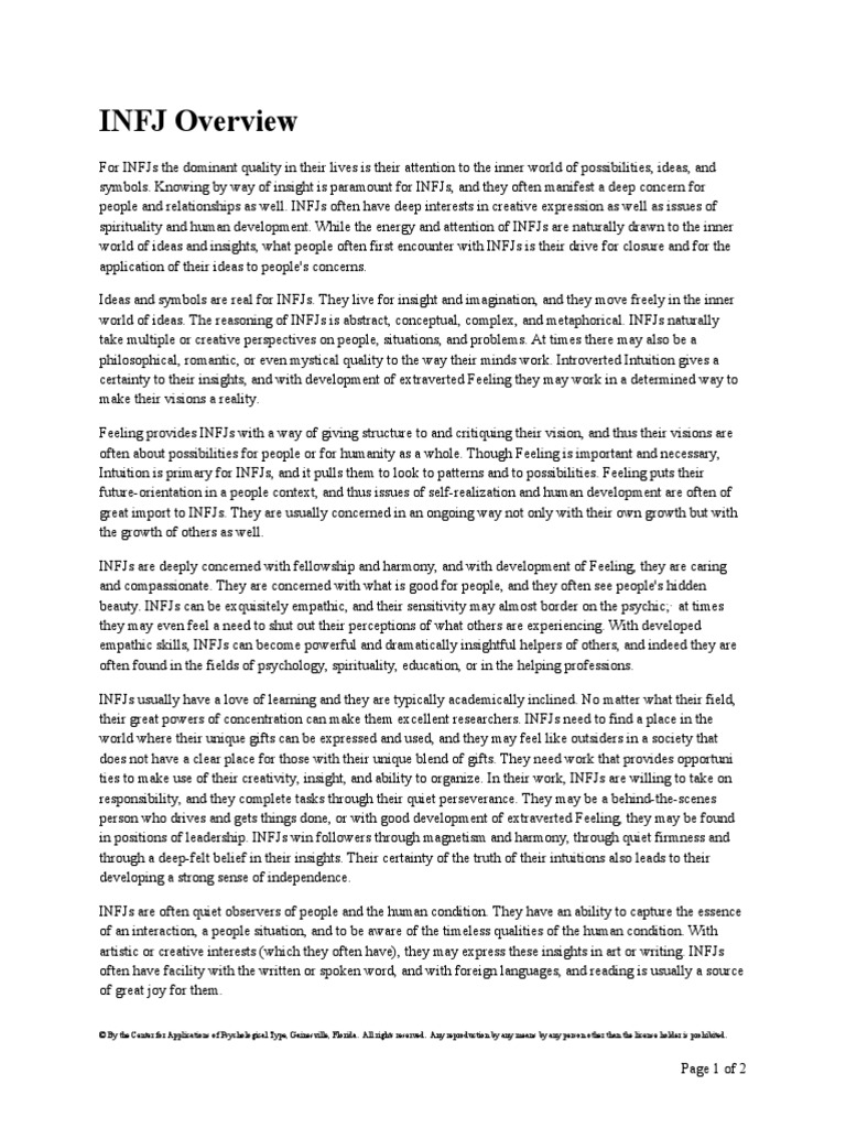 INFJ Overview | PDF | Idea | Feeling