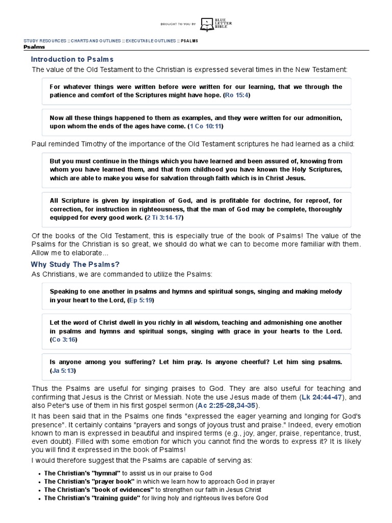 Psalms - Executable Outline - Study Resources | Download Free PDF ...