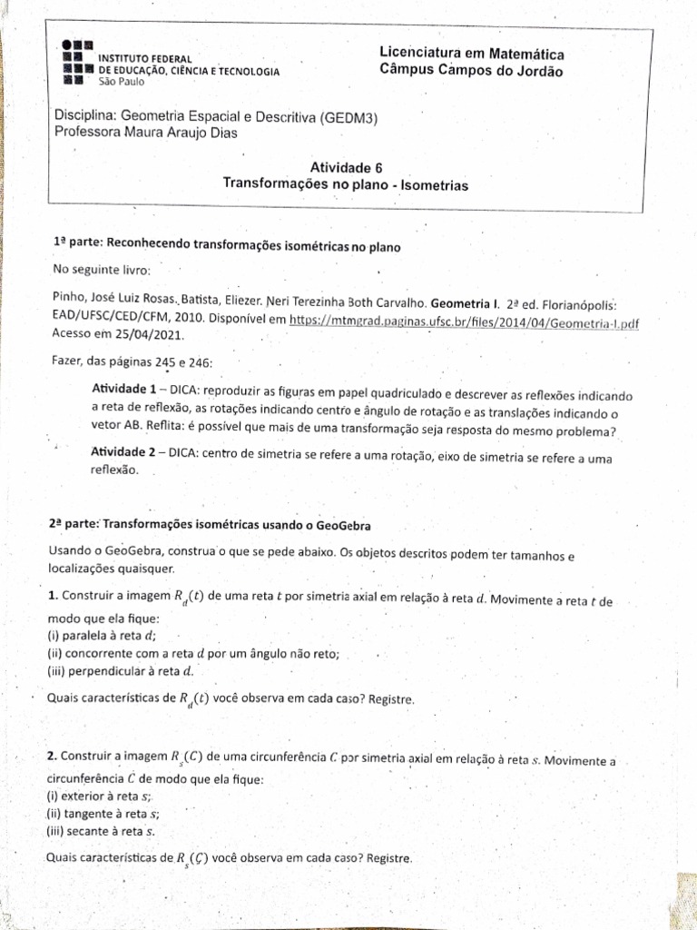 Atividade 6 Isometria | PDF