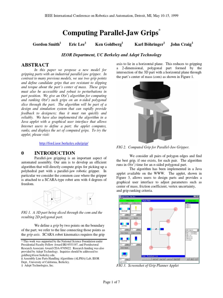 Parallel Jaw Robotic Grippers | PDF