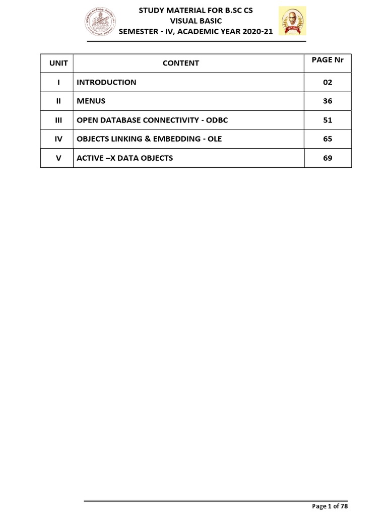 E001 Core 23 Visual Basic Iv Sem Pdf Variable Computer Science Window Computing