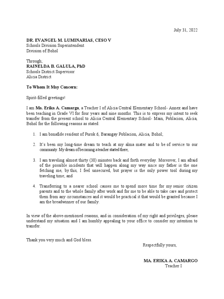 Letter of Intent Transfer 2023 | PDF