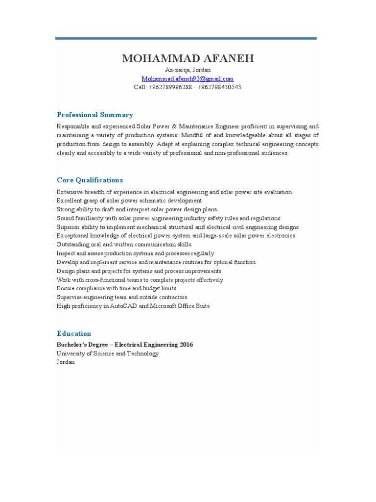 Mohammad-Afaneh-Power-Eng-Resume-A07 | PDF