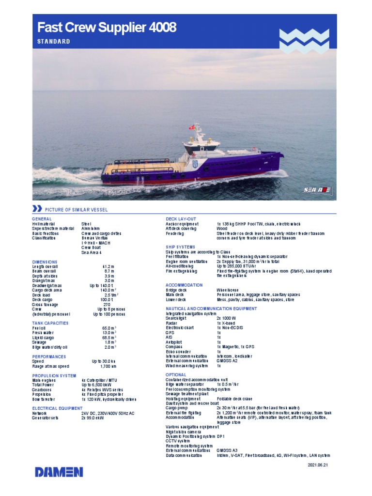 Damen Ship Yard Sister Ship Xbow | PDF | Ships | Deck (Ship)