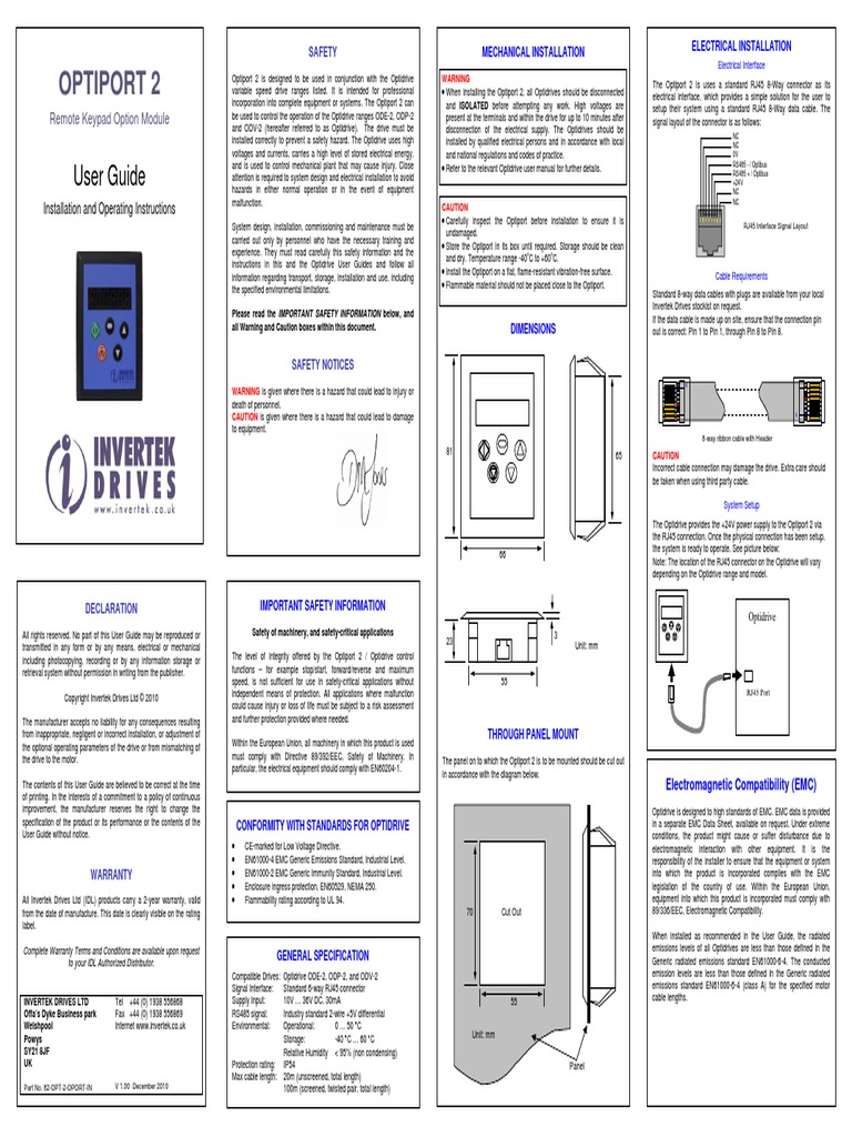 Optiport User Manual V1.00 PDF | PDF | Electromagnetic Compatibility ...