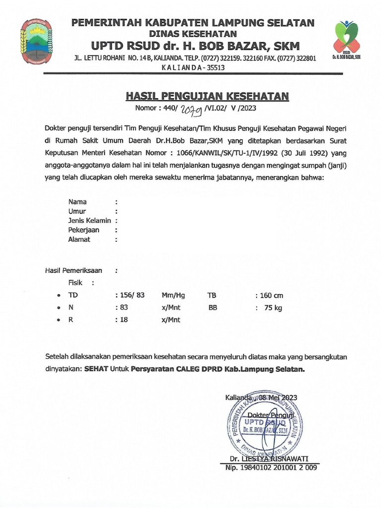 Surat Sehat Word Edit | PDF