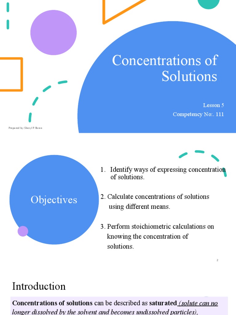 Concentrations of Solutions PPT LESSON 5 | PDF