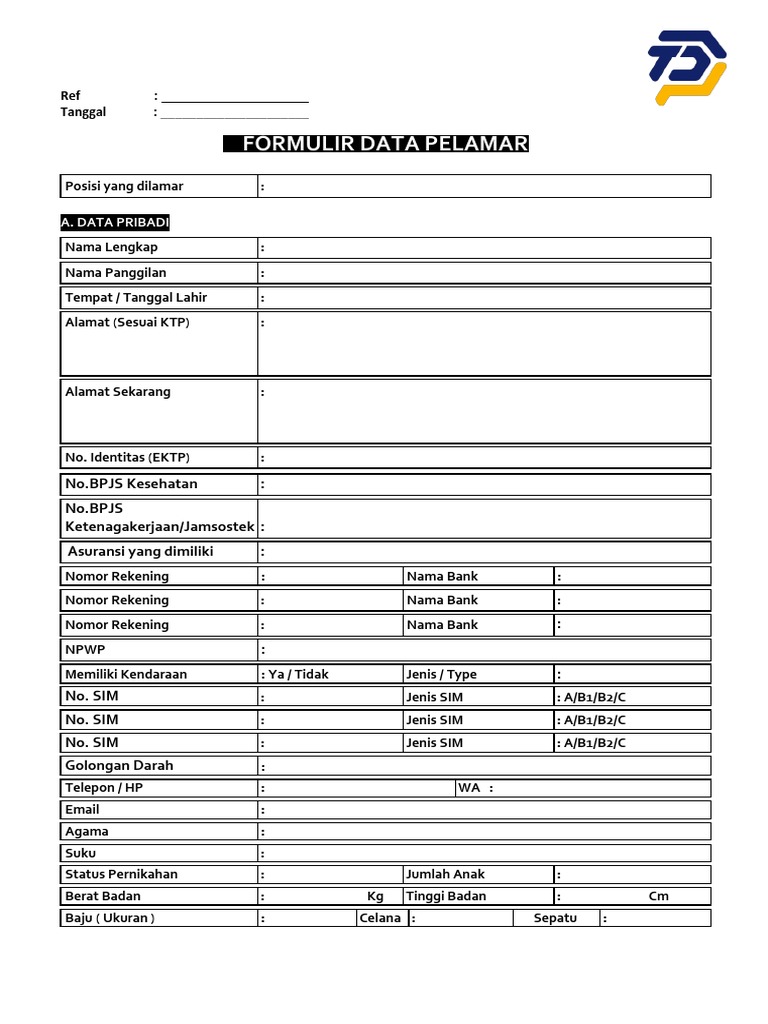 Form Pelamar Karyawan | PDF